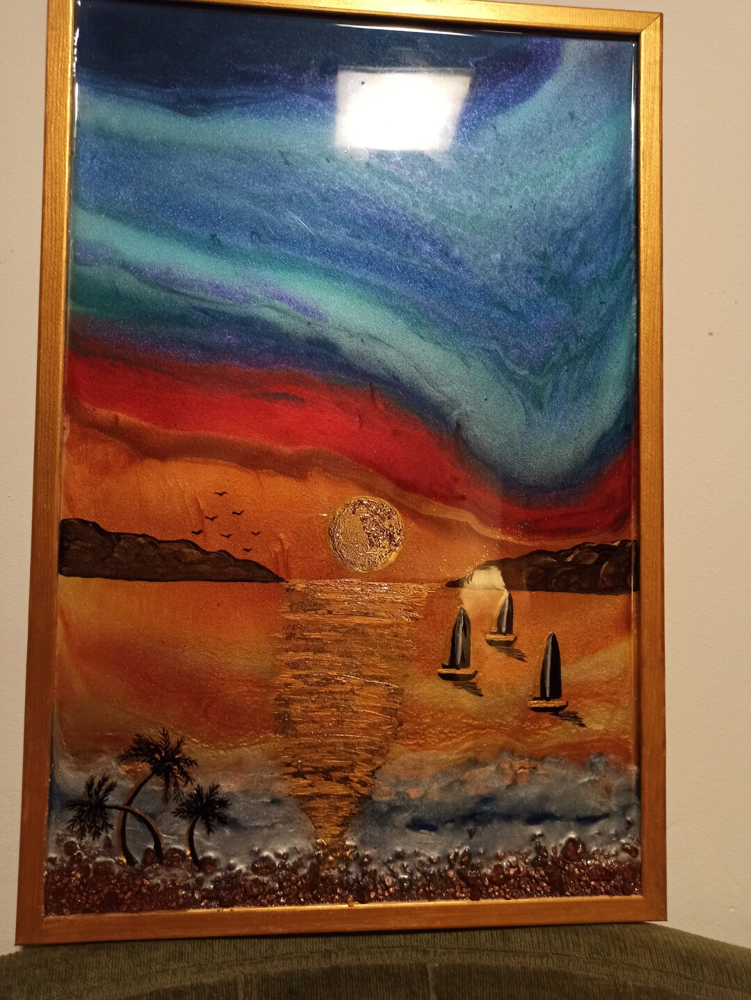 Painting in Epoxy Resin sunset - Etsy