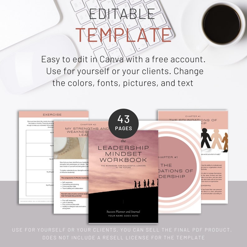 Leadership Workbook Editable Journal Printable Template Business ...