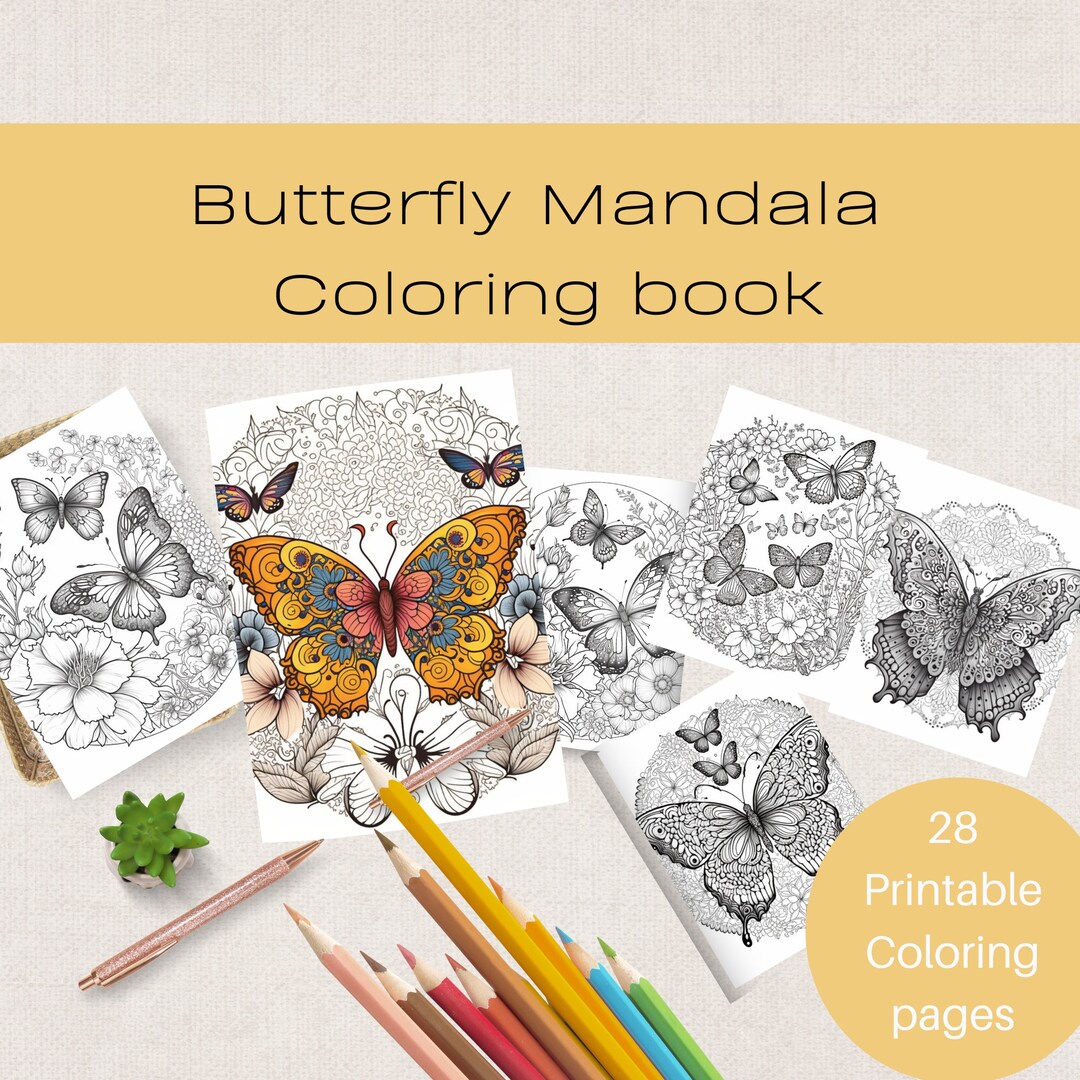 Butterfly Mandala Printable Coloring Pages-instant Download Printable ...
