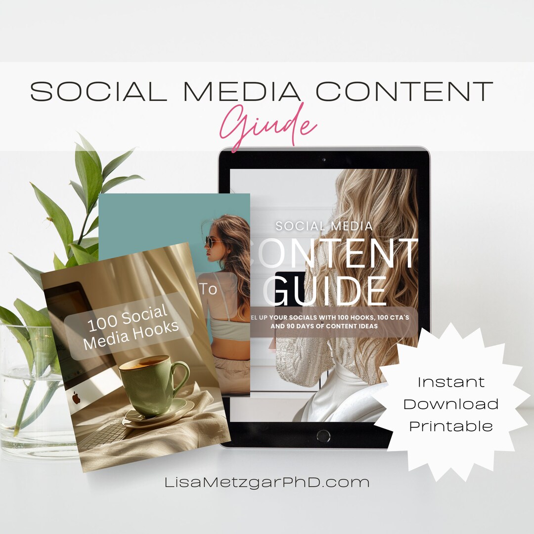 Social Media Content Guide, Done for You Hooks and Prompts, 90 Days of ...