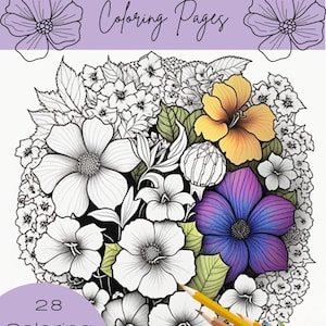 Flower Mandala Coloring Book, Instant Download Coloring Pages Self Care ...