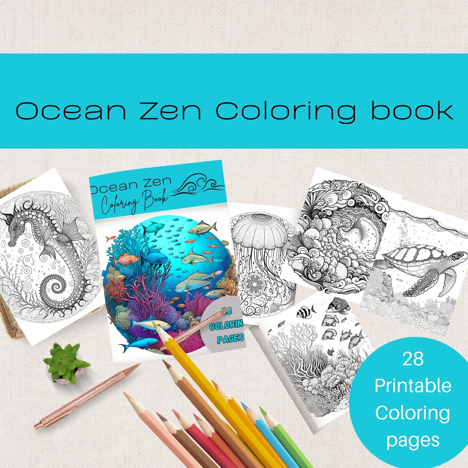 Ocean Coloring Pages for Meditation Self Care Adult Coloring - Etsy