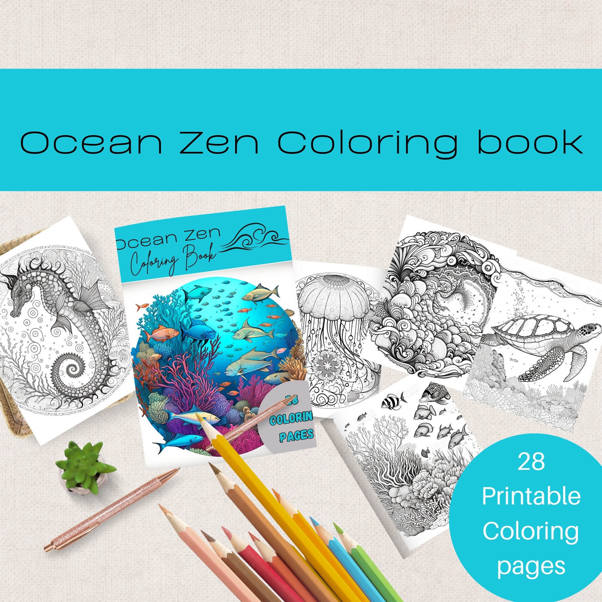 Ocean Coloring Pages for Meditation Self Care Adult Coloring - Etsy