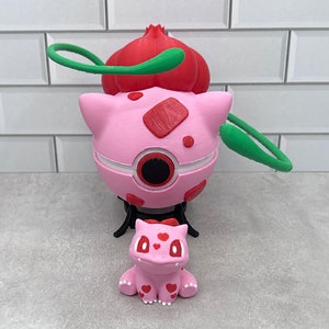Beautiful Pink Bulbasaur With Articulated Themed Pokeball 3D Printed in ...
