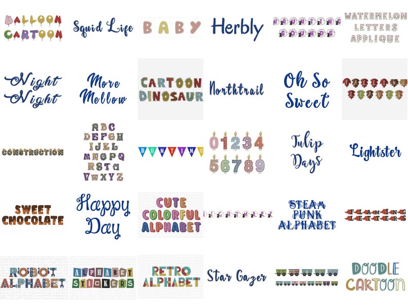 175 Machine Embroidery Fonts in BX Brother PES Files & All Other ...