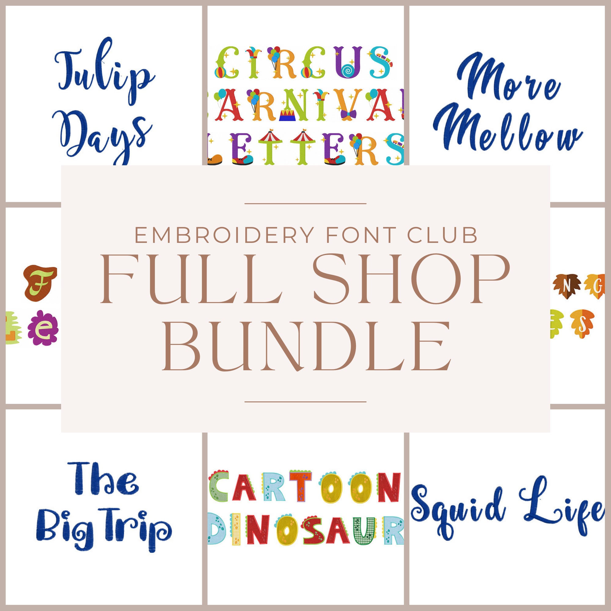 Machine Embroidery Fonts Entire Shop Brother PES Files BX Viking and ...
