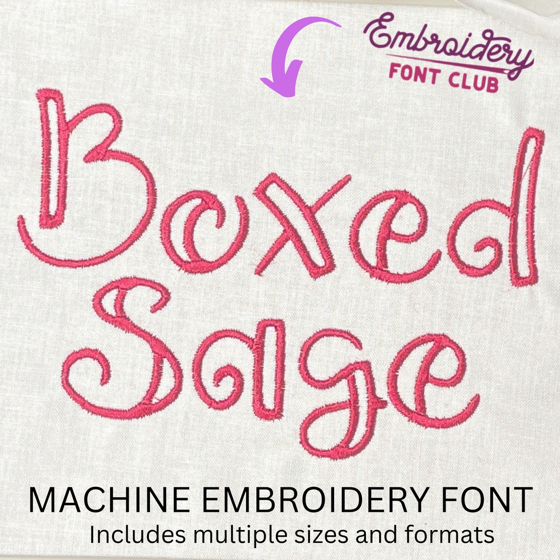 Boxed Sage Machine Embroidery Font for Brother, PES, BX, Embrillance ...