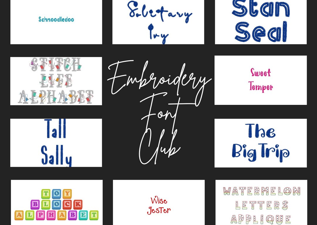 Embroidery Fonts 10 Pack Brother PES Files BX Embrillance Viking ...