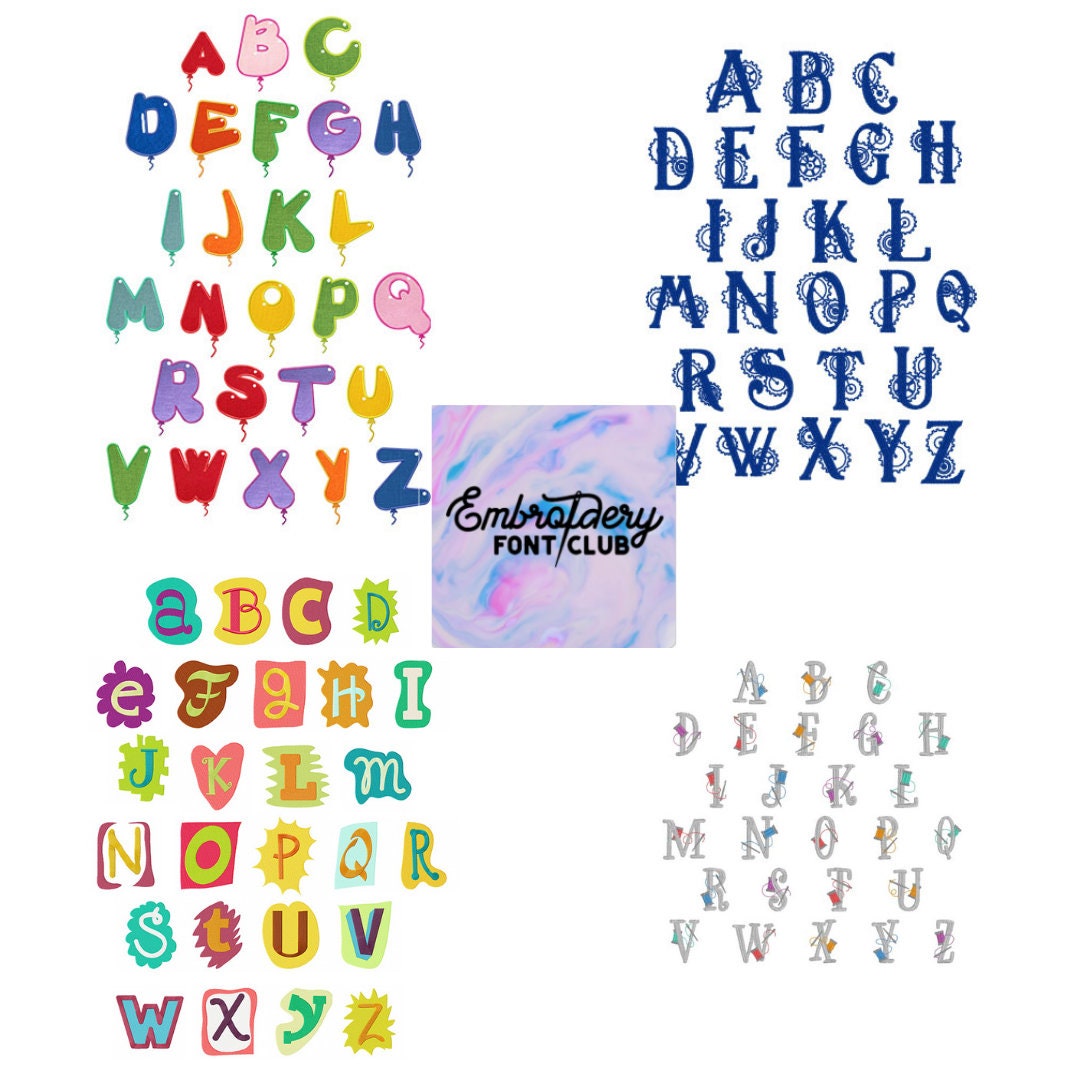 Embroidery Fonts 20 Monograms Pack Brother PES Files BX Embrillance ...