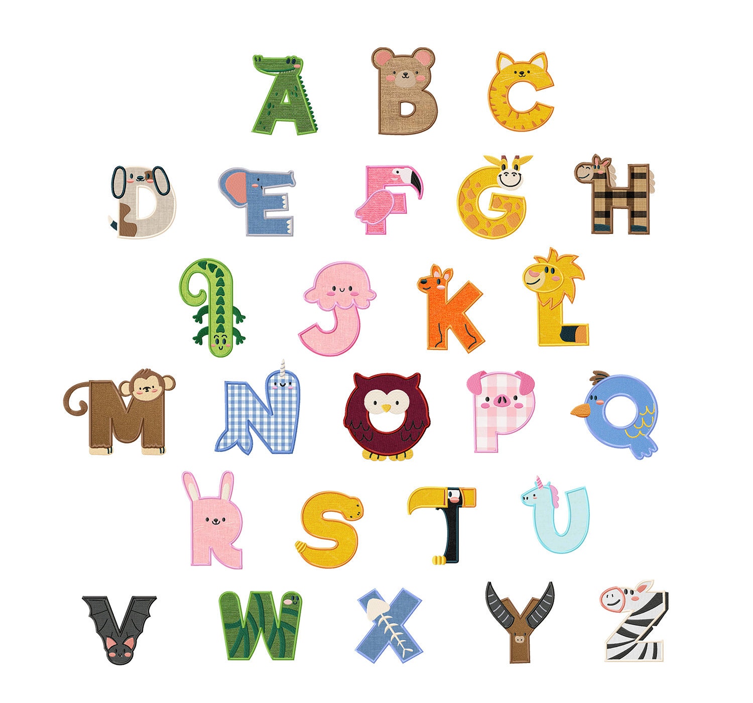 Cute Animal Machine Embroidery Font for Brother, PES, BX Embrilliance ...