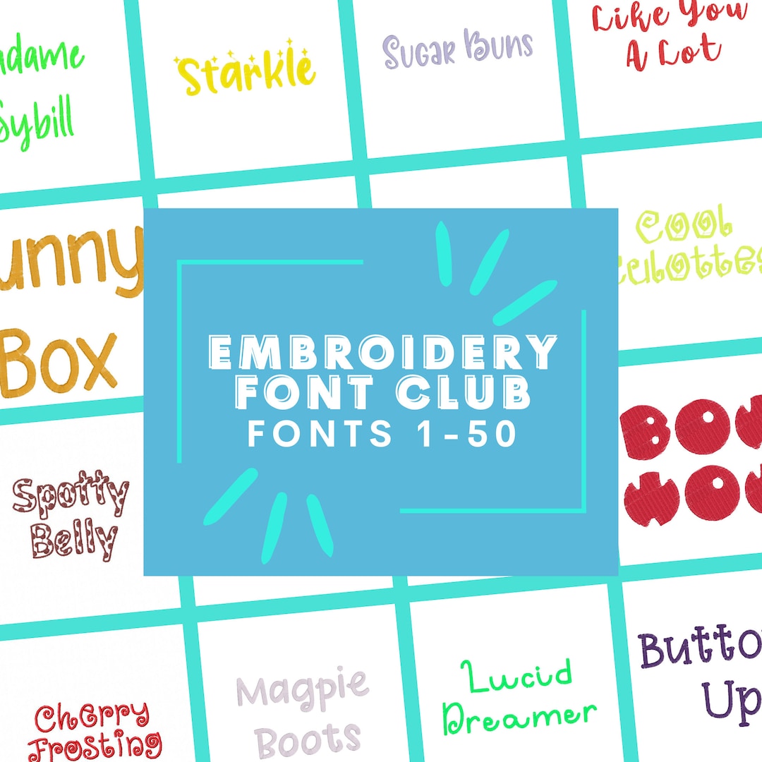 Machine Embroidery Fonts Bundle 50 Included Brother PES File BX ...