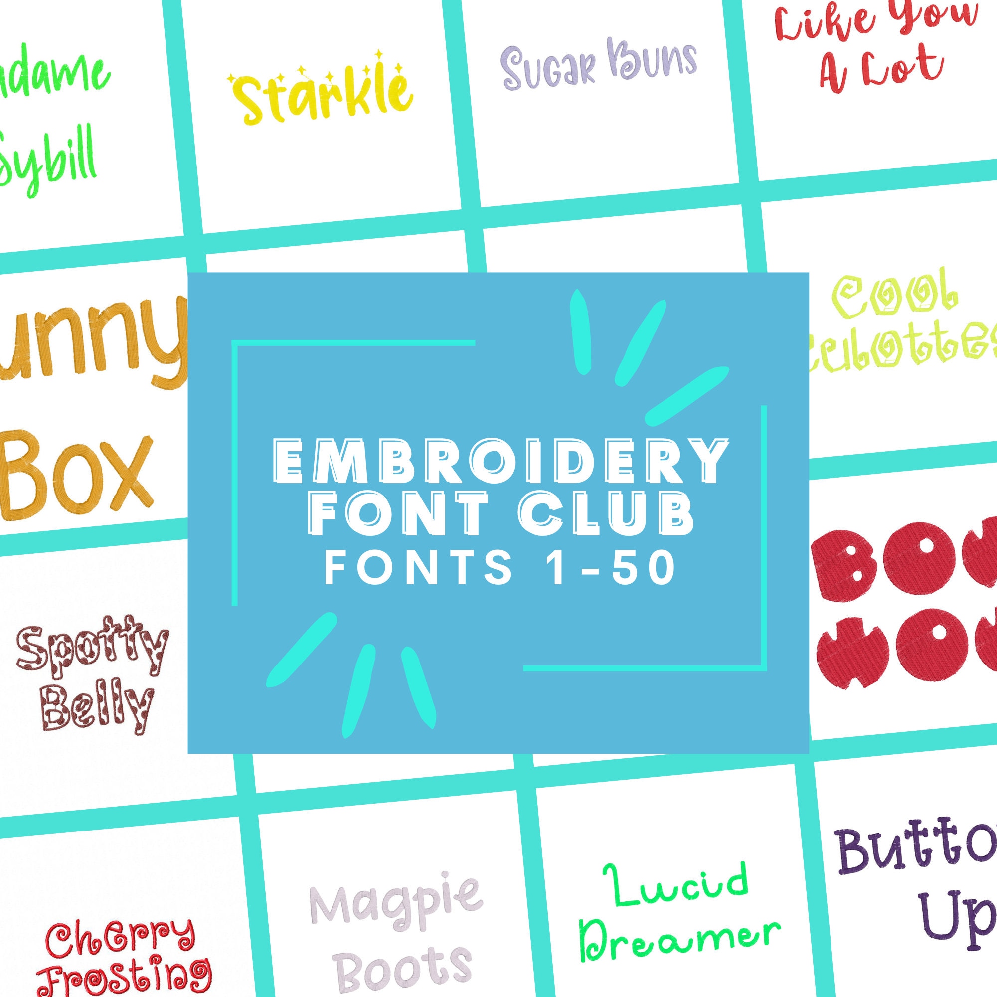 Machine Embroidery Fonts Bundle 50 Included Brother PES File BX ...