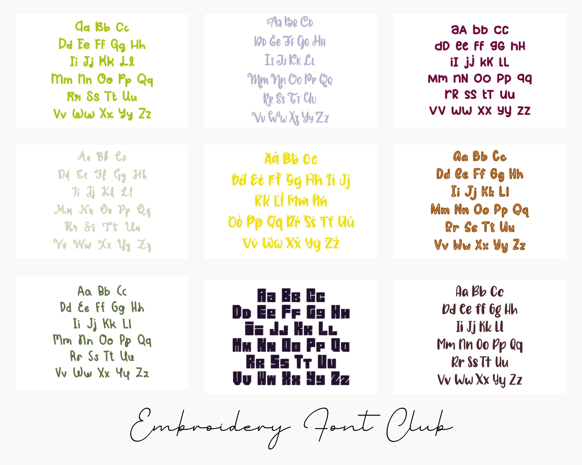 Machine Embroidery Fonts Bundle 50 Included Brother PES File BX ...