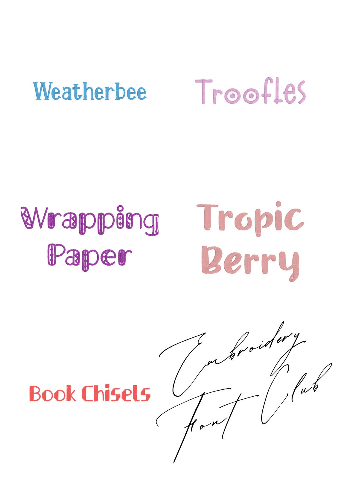 Embroidery Fonts 5 Pack Brother PES Files BX Embrillance Viking ...