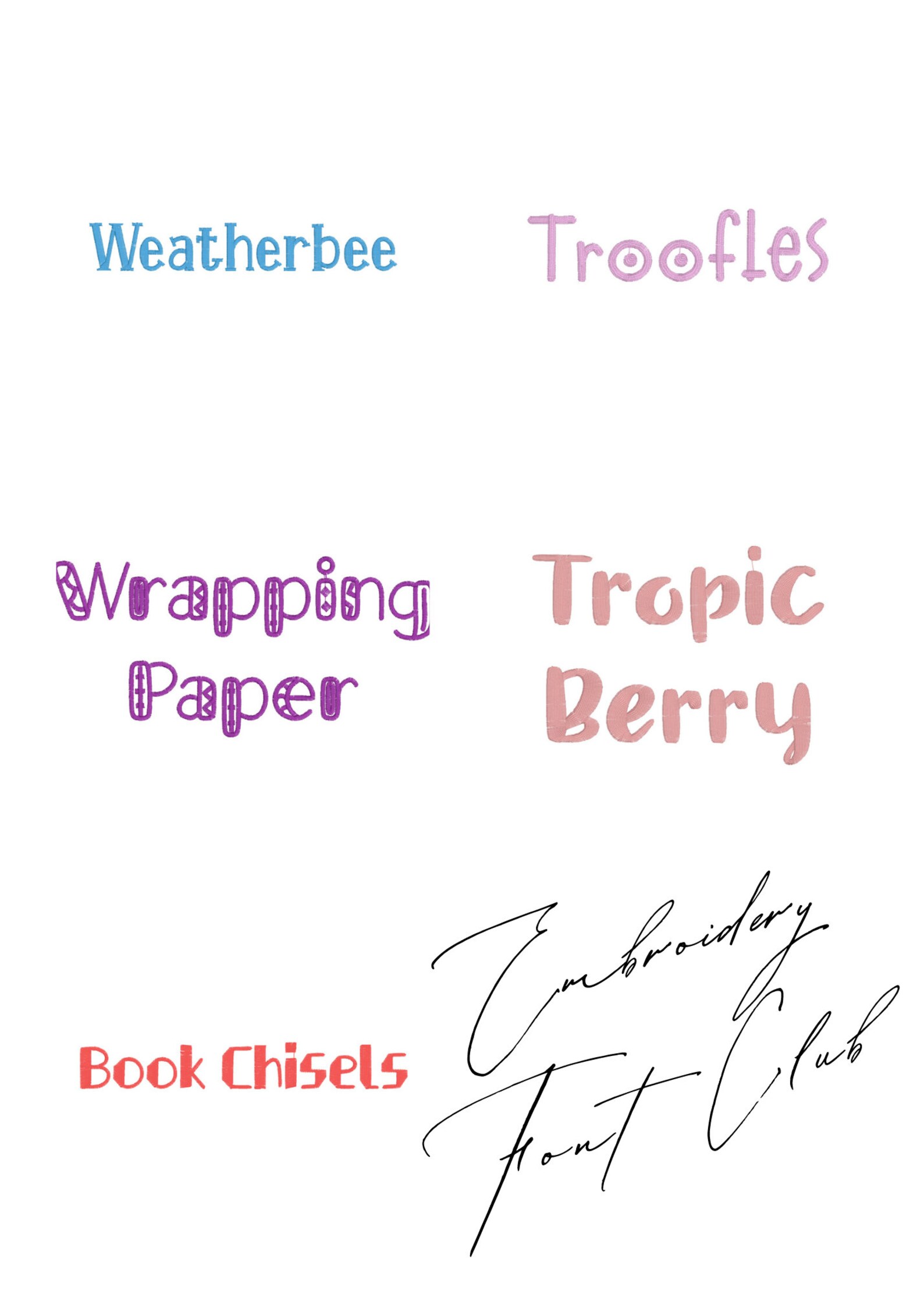 Embroidery Fonts 5 Pack Brother PES Files BX Embrillance Viking ...