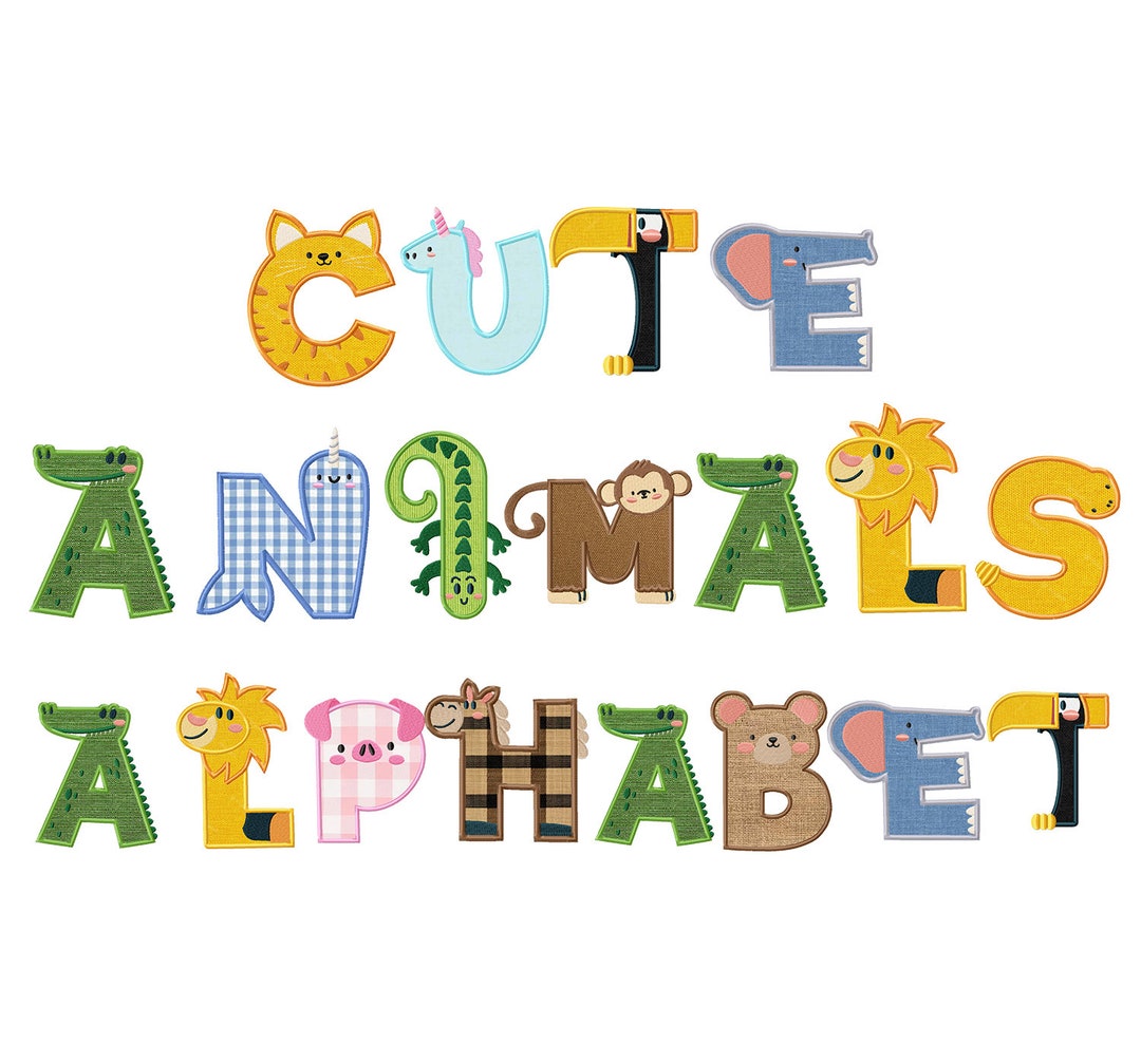 Cute Animal Machine Embroidery Font for Brother, PES, BX Embrilliance ...