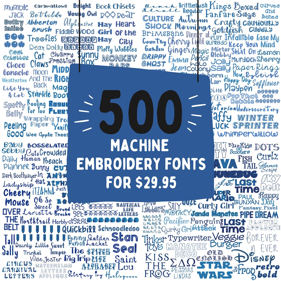 500 Machine Embroidery Fonts in BX Brother PES Files & All Other ...