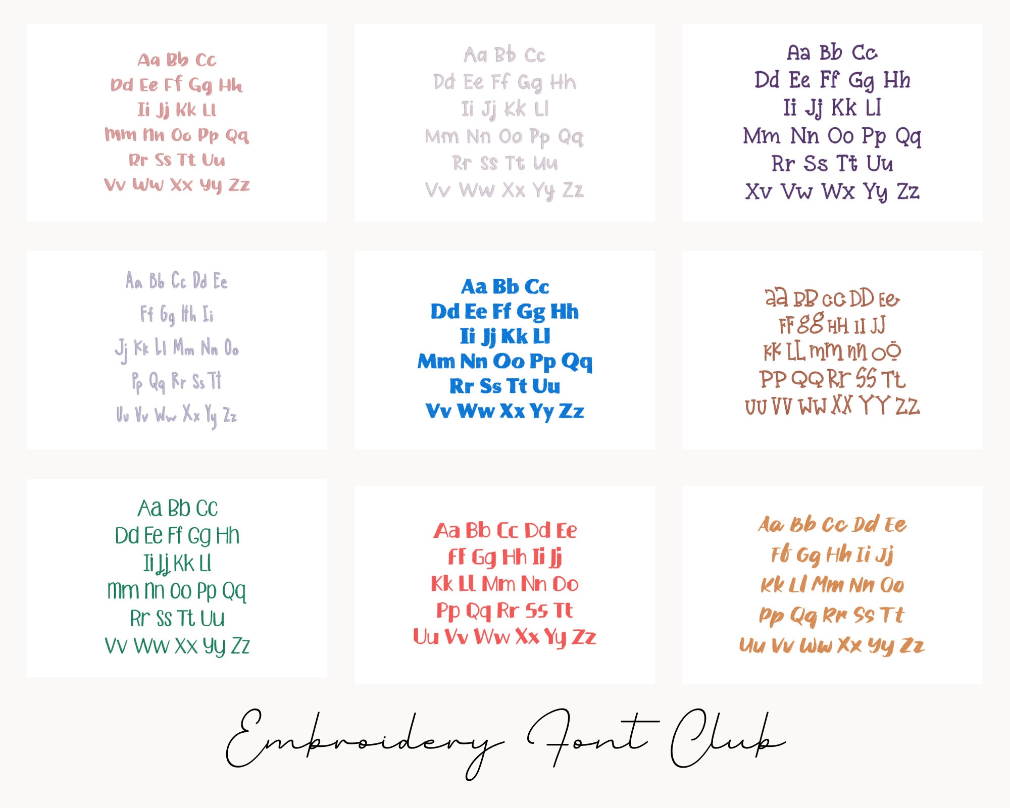 Machine Embroidery Fonts Bundle 50 Included Brother PES File BX ...