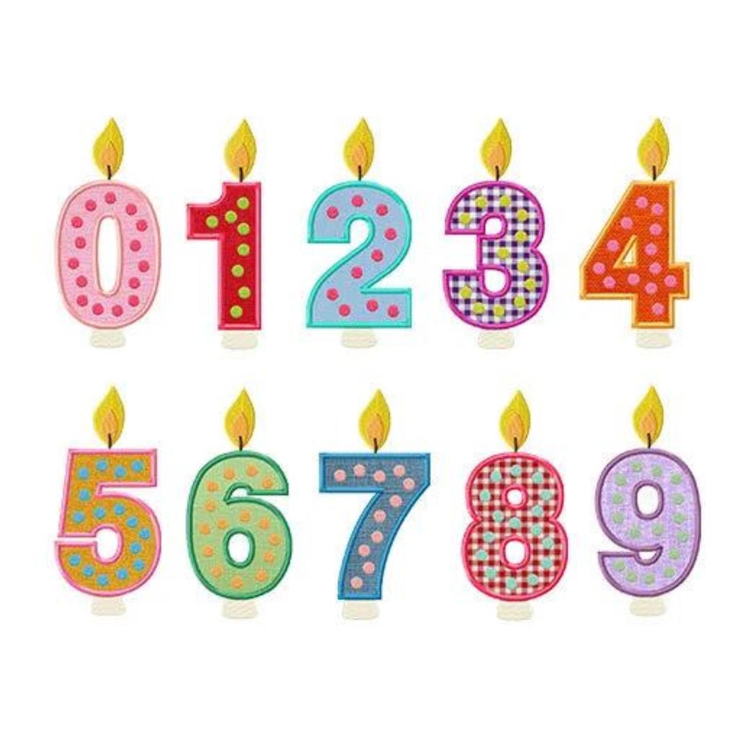 Candle Numbers Machine Embroidery Appliqué, Brother, PES, BX ...