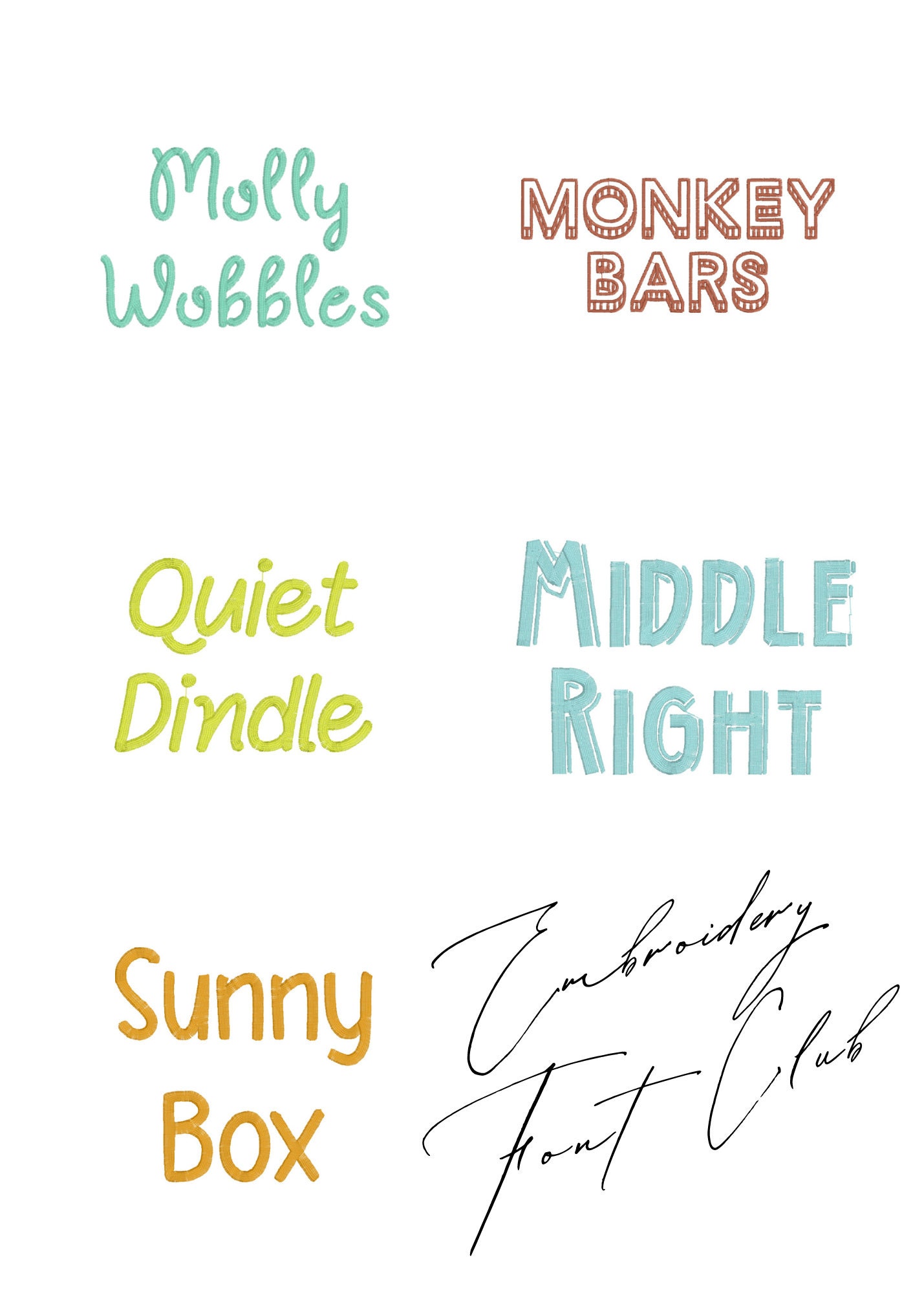 Embroidery Fonts 5 Pack Brother PES Files BX Embrillance Viking ...