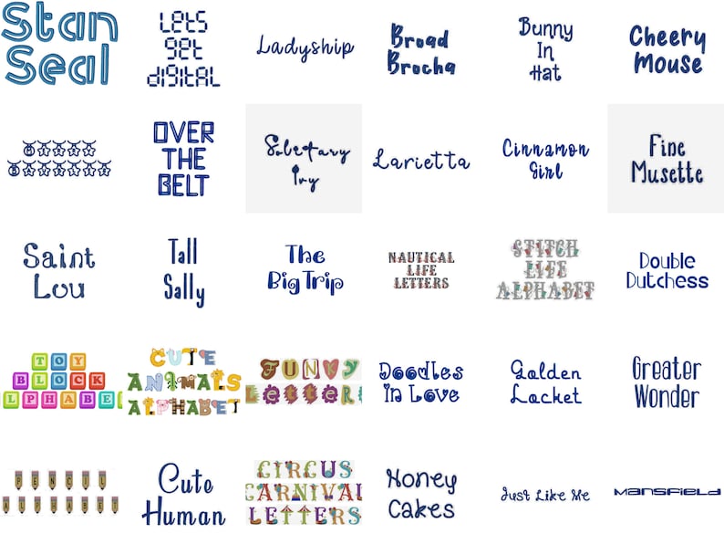 175 Machine Embroidery Fonts in BX Brother PES Files & All Other ...