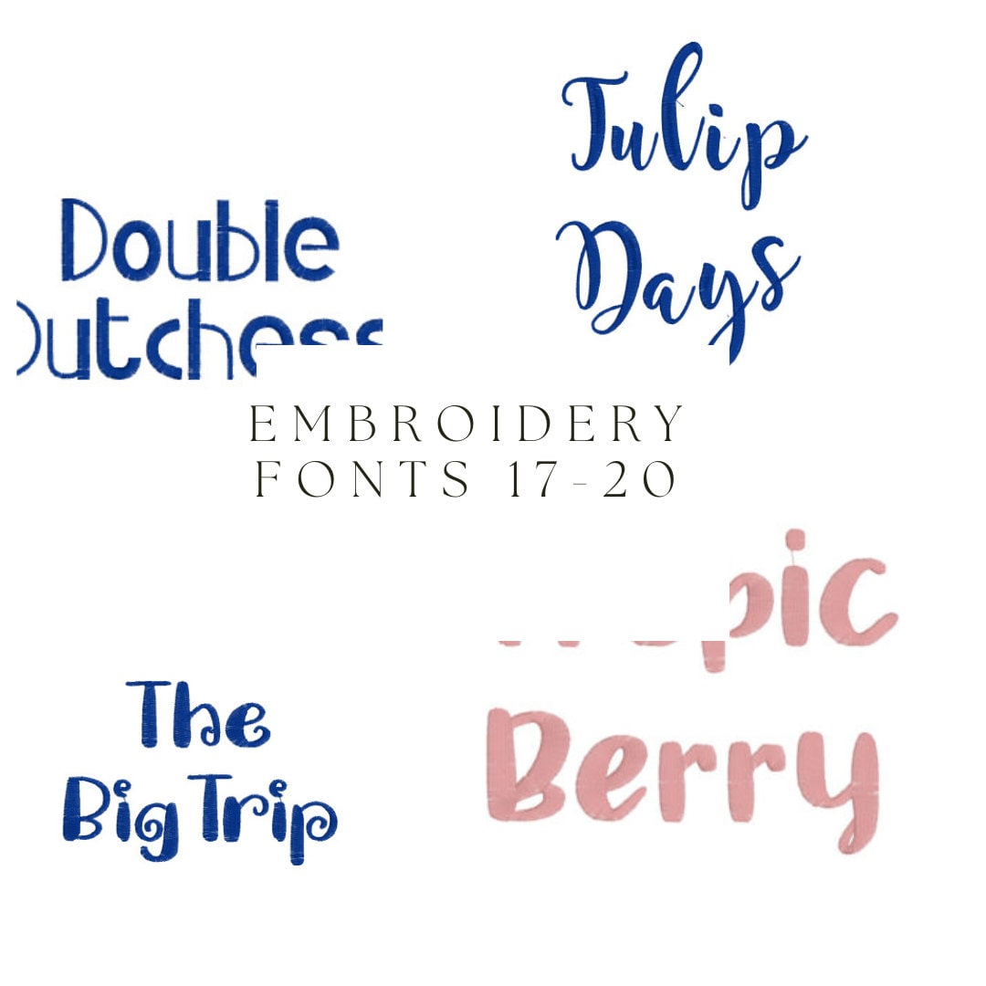 Embroidery Fonts 20 Pack Brother PES Files BX Embrillance Viking ...