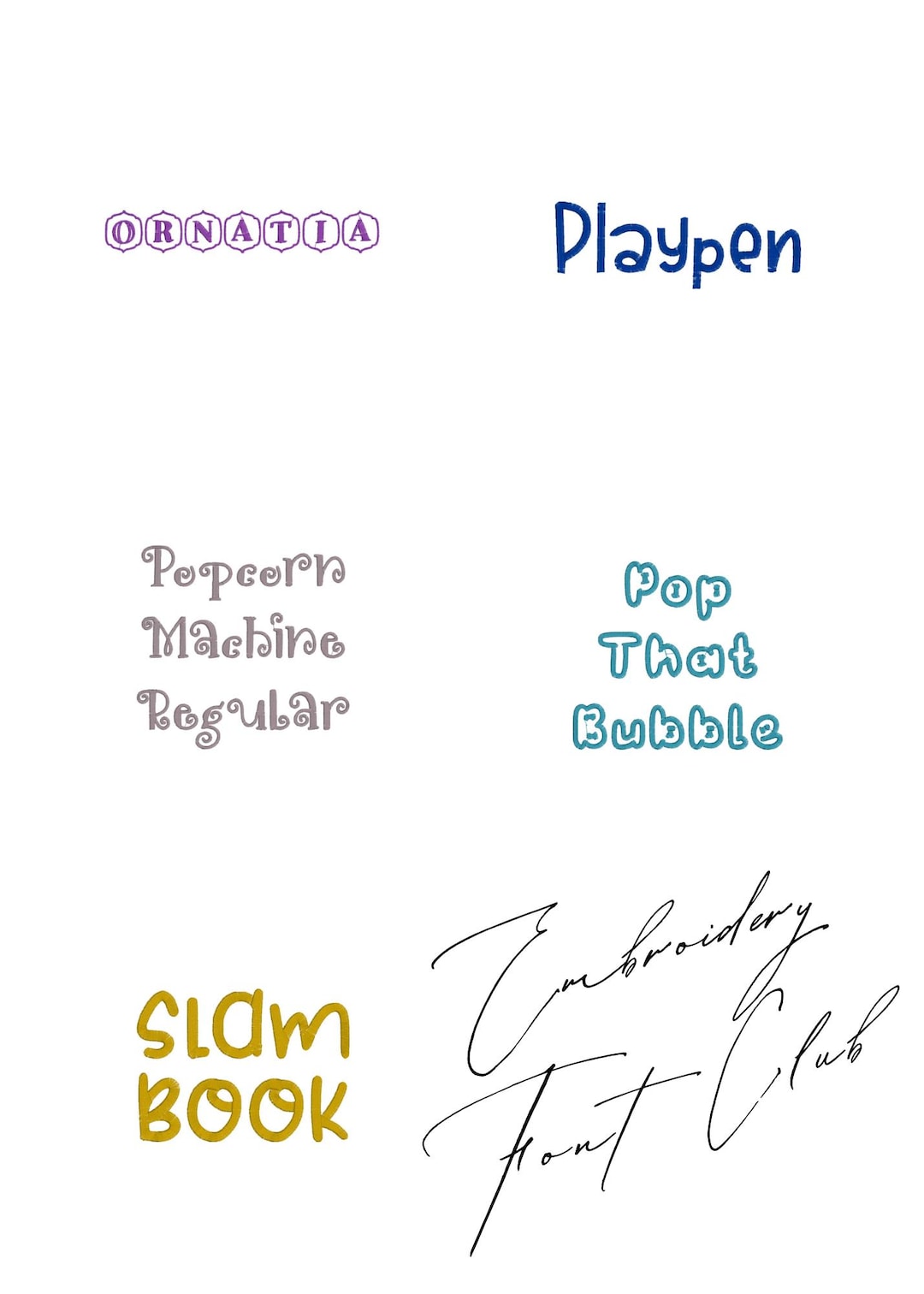 Embroidery Fonts 5 Pack Brother PES Files BX Embrillance Viking ...