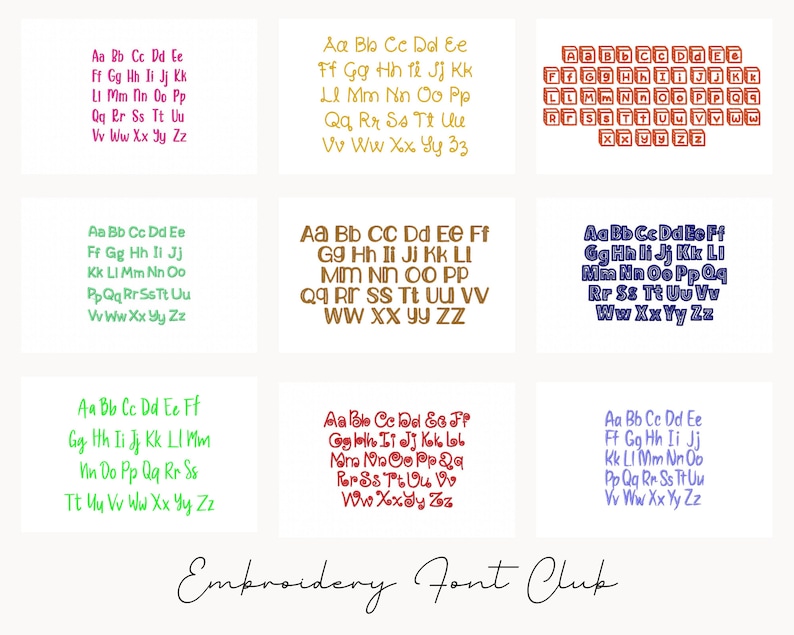 Machine Embroidery Fonts Bundle 50 Included Brother PES File BX ...