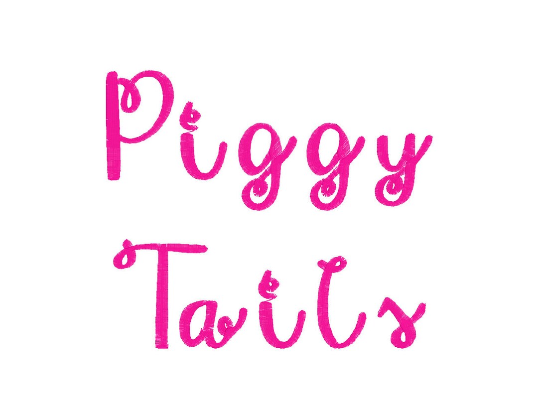Piggy Tails Machine Embroidery Font for Brother, PES, BX, Embrillance ...