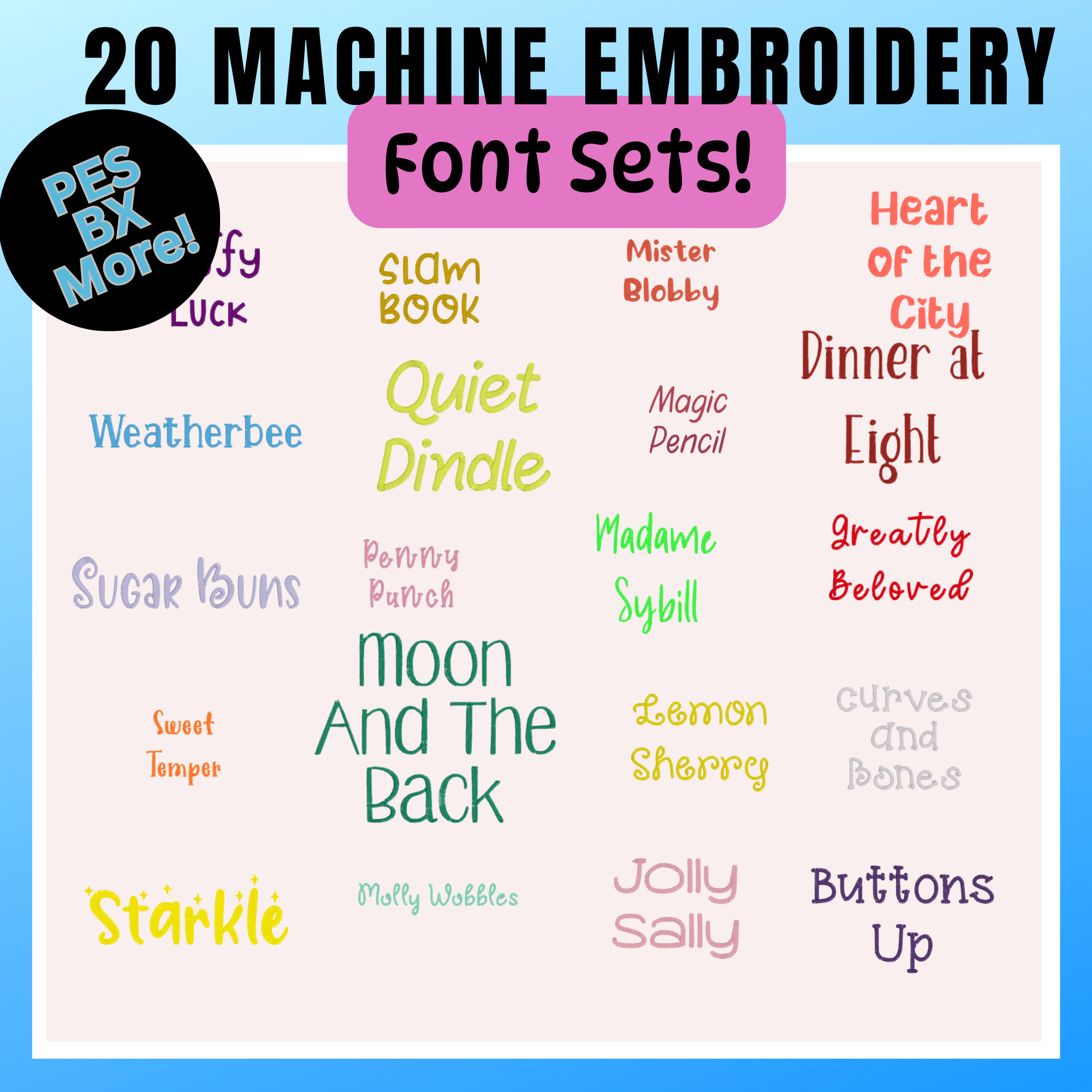 Embroidery Fonts 20 Customer Favorites Brother PES Files BX Embrillance ...