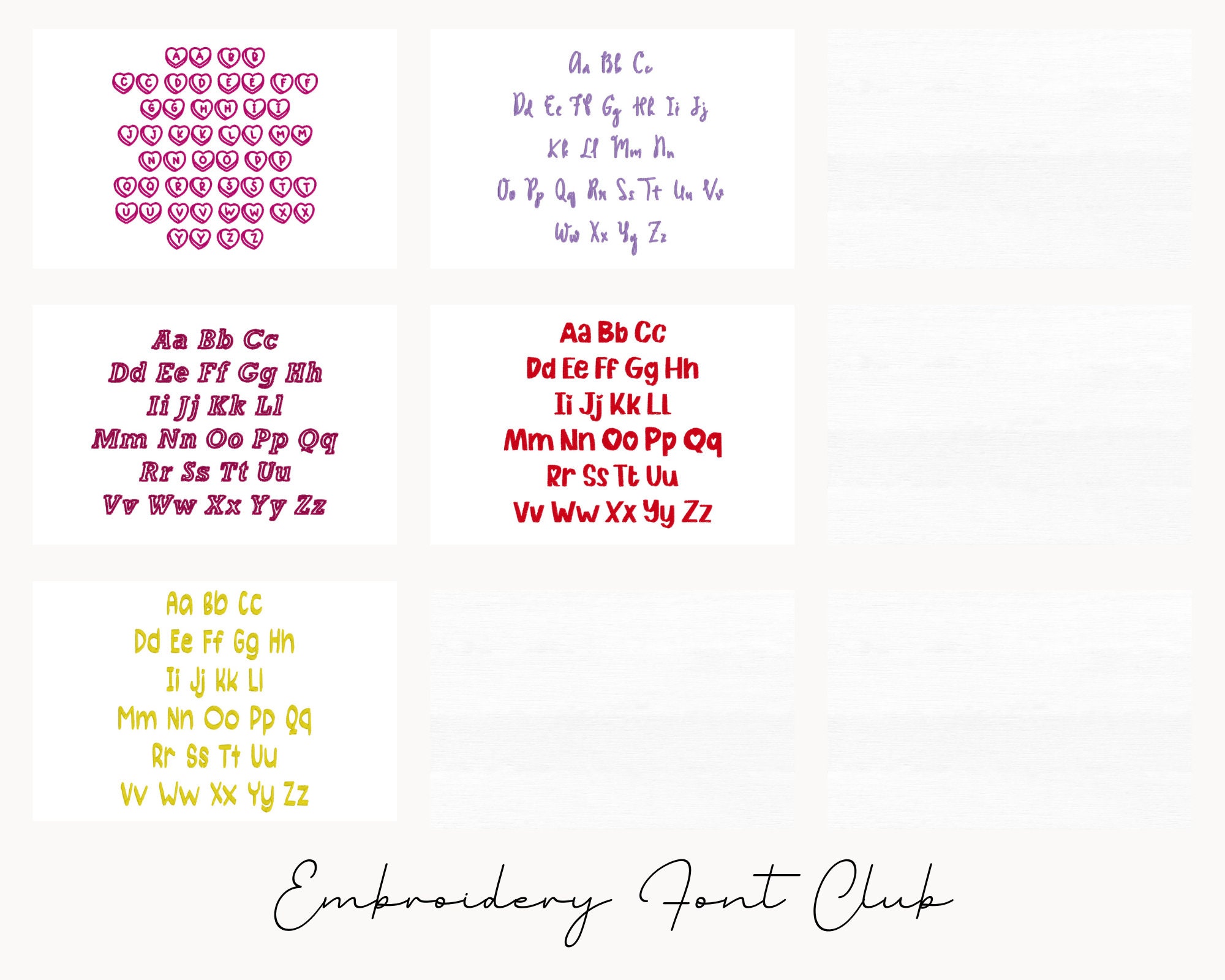 Embroidery Fonts 50 Included Brother PES File BX Embrilliance Viking ...