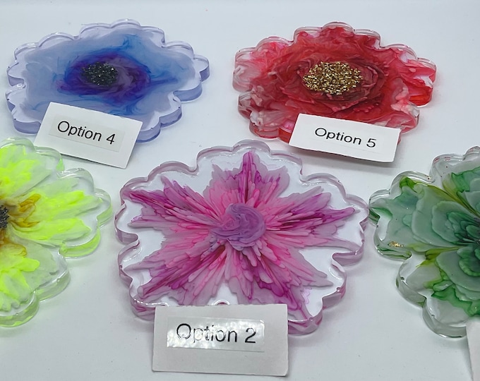 One of a Kind Fluid Art Bloom Ceramic Coasters - Etsy