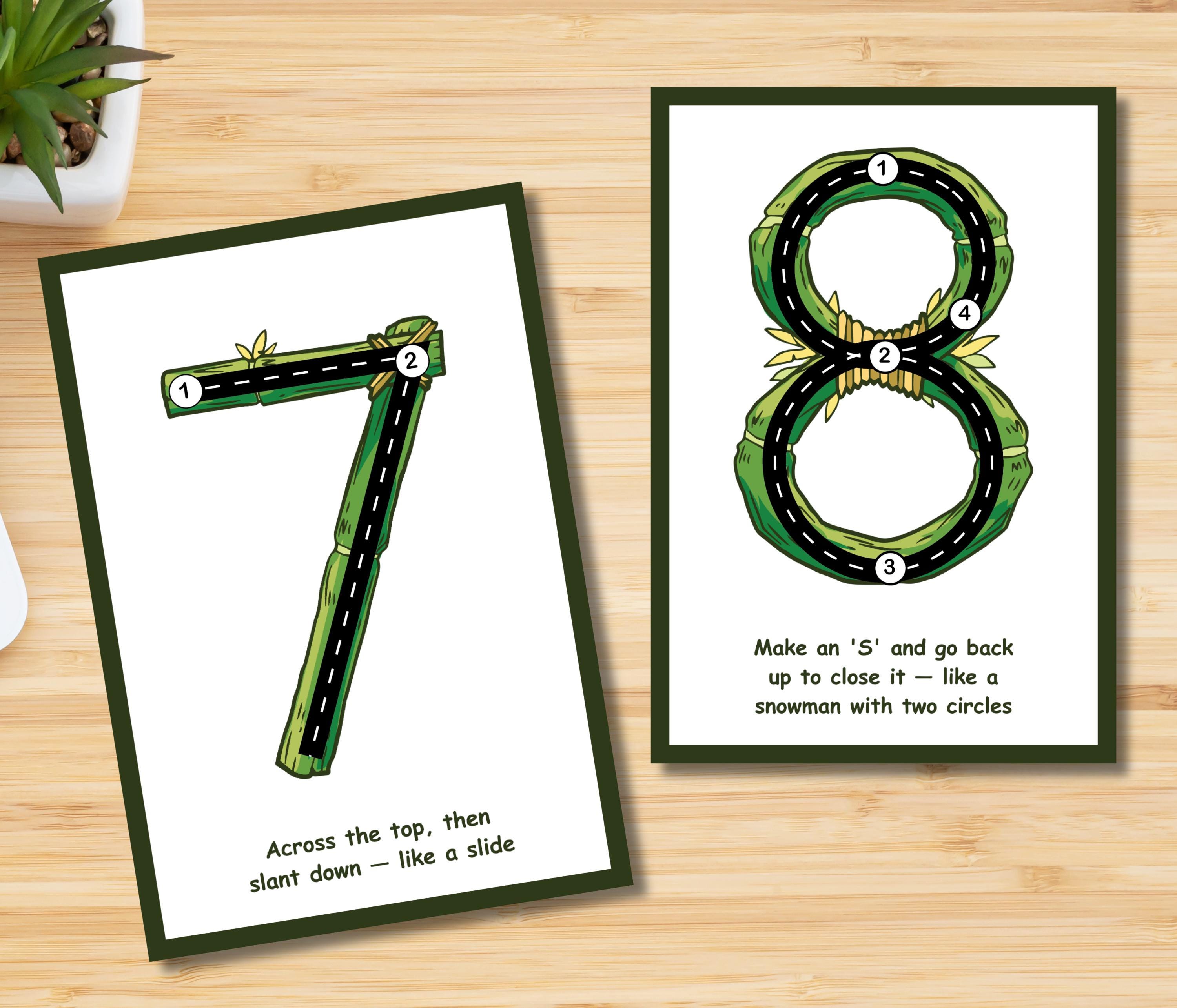 Number 1-10 Tracing Cards for Preschoolers, Forest Theme Number Cards ...