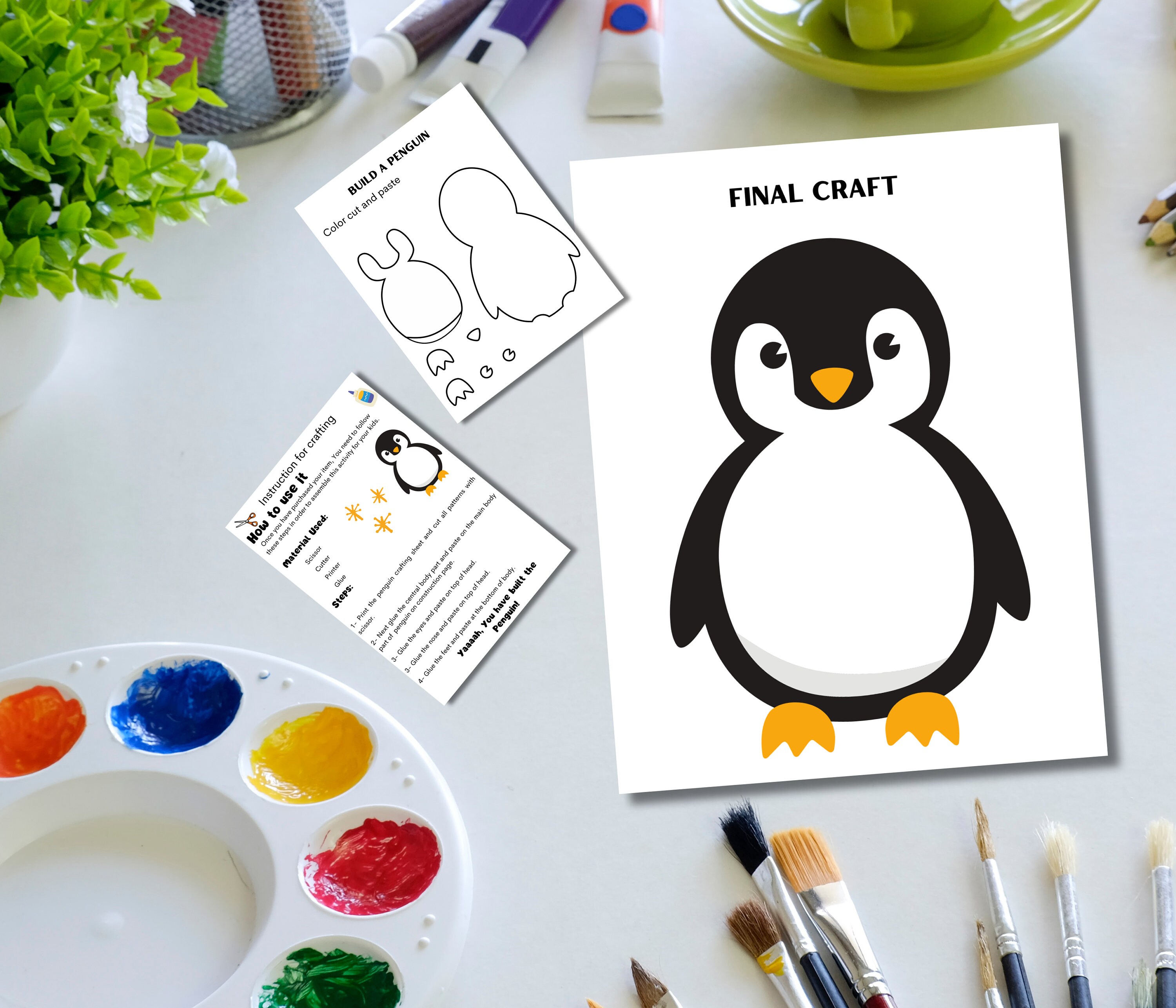 Penguin Cut and Paste Craft, Preschool Learning Resources, Kindergarten ...