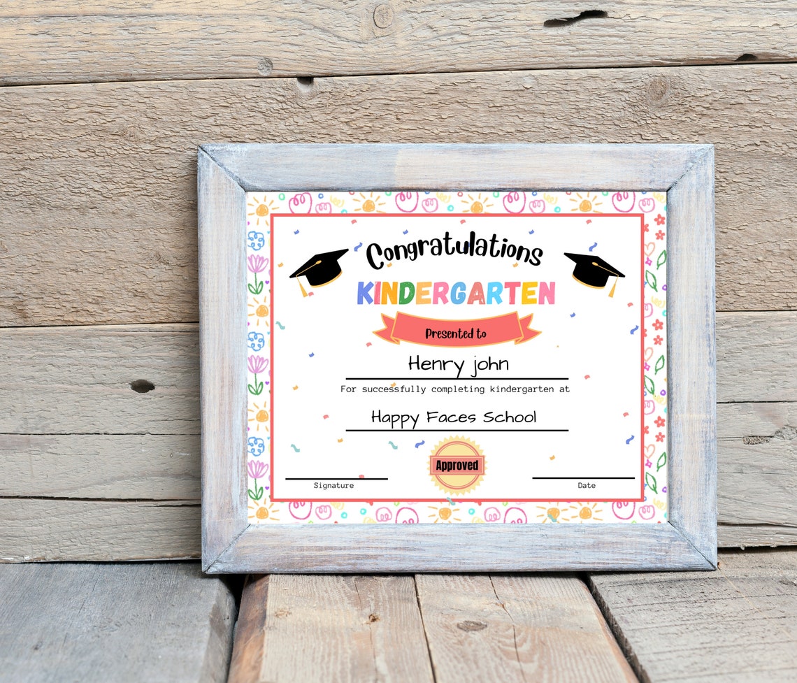 Editable Kindergarten Graduation Certificate, Printable Kindergarten ...