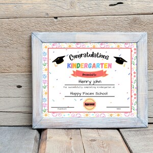 Editable Kindergarten Graduation Certificate, Printable Kindergarten ...
