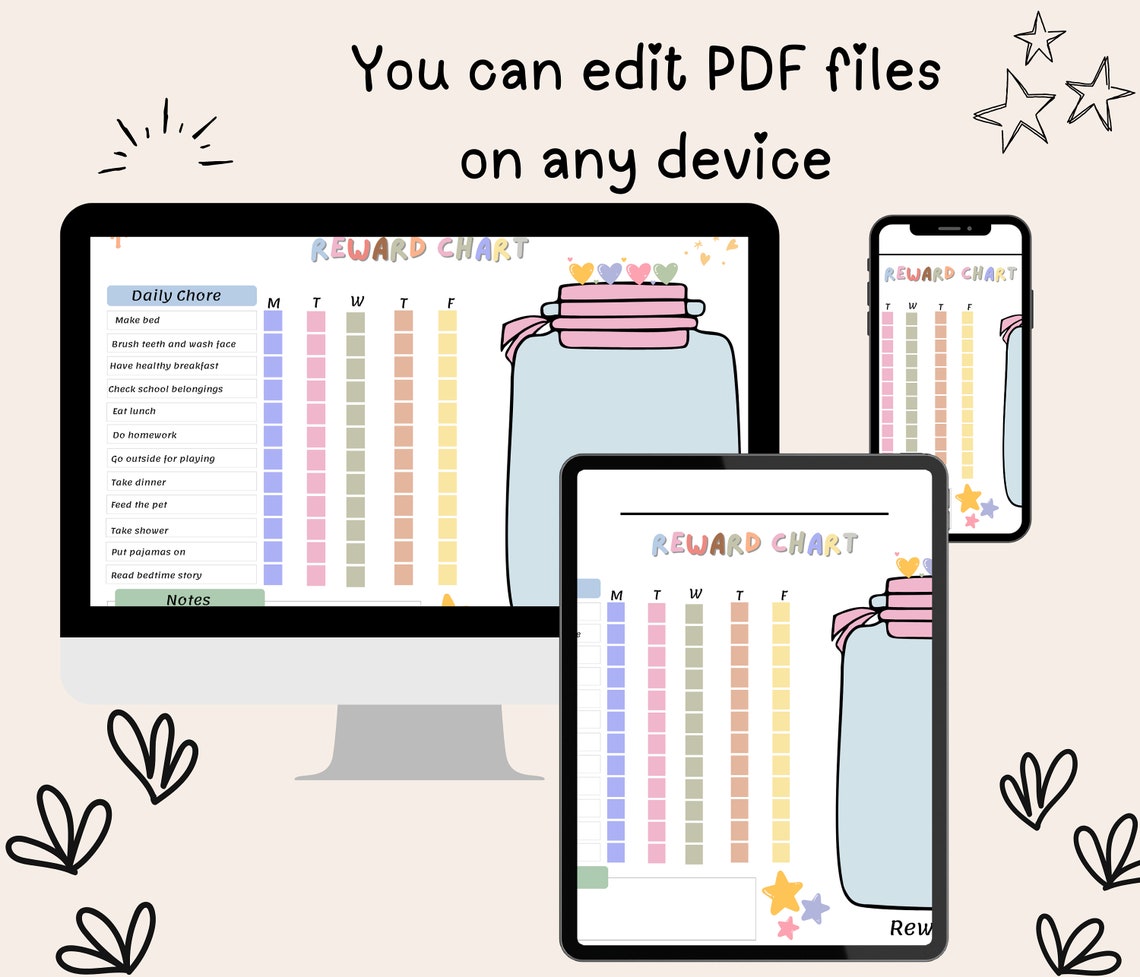 Reward Chart for Kids, Printable Classroom Reward Tokens, Reward Jar ...