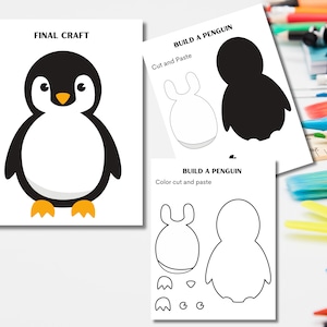 Penguin Cut and Paste Craft, Preschool Learning Resources, Kindergarten ...