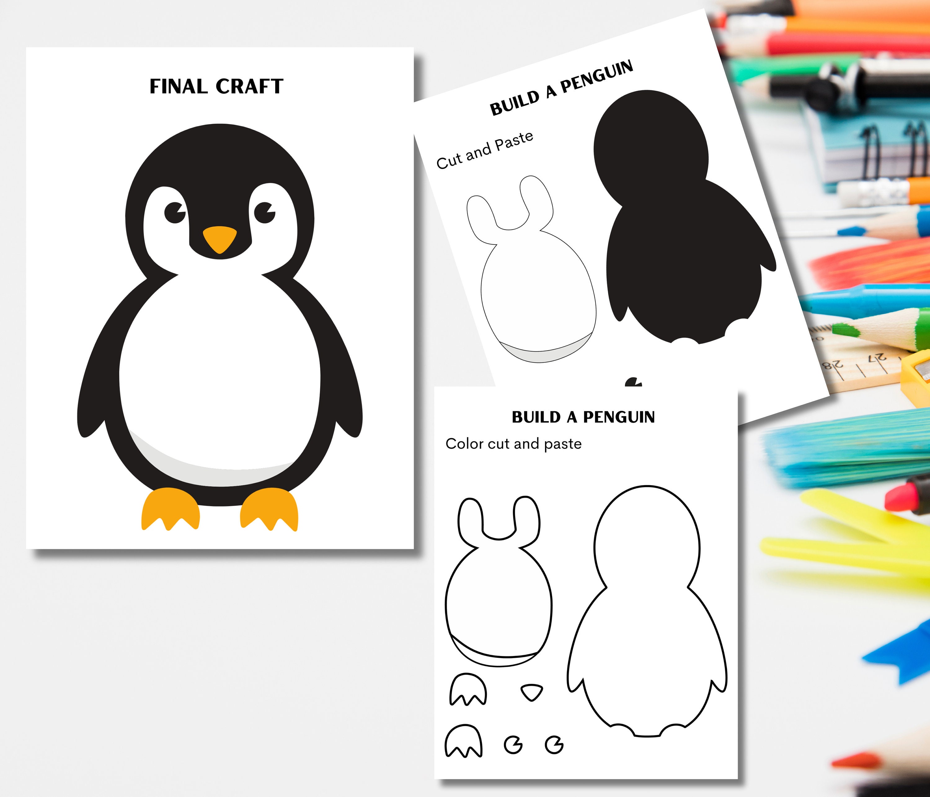 Penguin Cut and Paste Craft, Preschool Learning Resources, Kindergarten ...