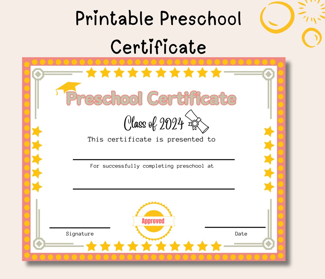 Editable Preschool Graduation Certificate, Printable Preschool ...