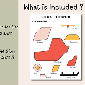 Cut and Paste Printable Helicopter Activity, Preschool Cutting Practice ...
