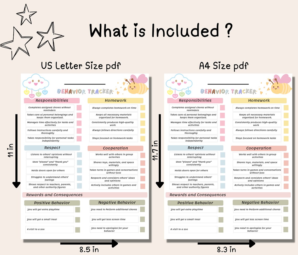 Kids Behavior Chart, Kids Responsibility Chart, Behavior and Chore ...