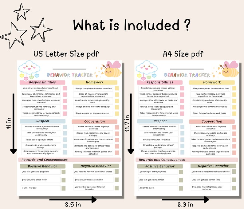 Kids Behavior Chart, Kids Responsibility Chart, Behavior and Chore ...