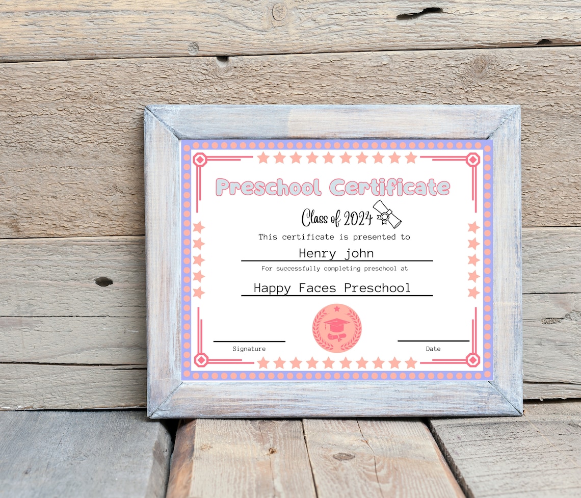 Editable Preschool Graduation Certificate, Printable Graduation Diploma ...