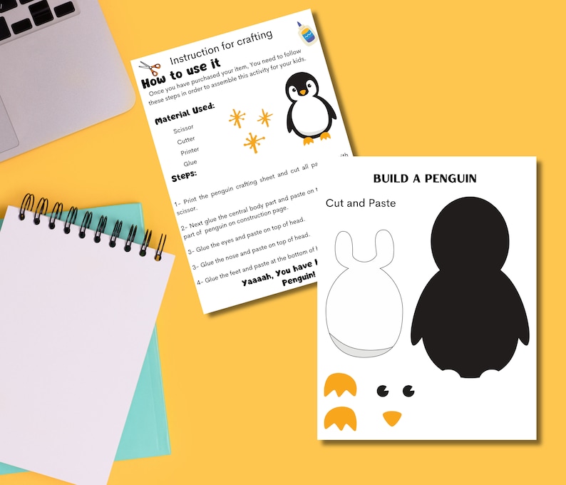 Penguin Cut and Paste Craft, Preschool Learning Resources, Kindergarten ...