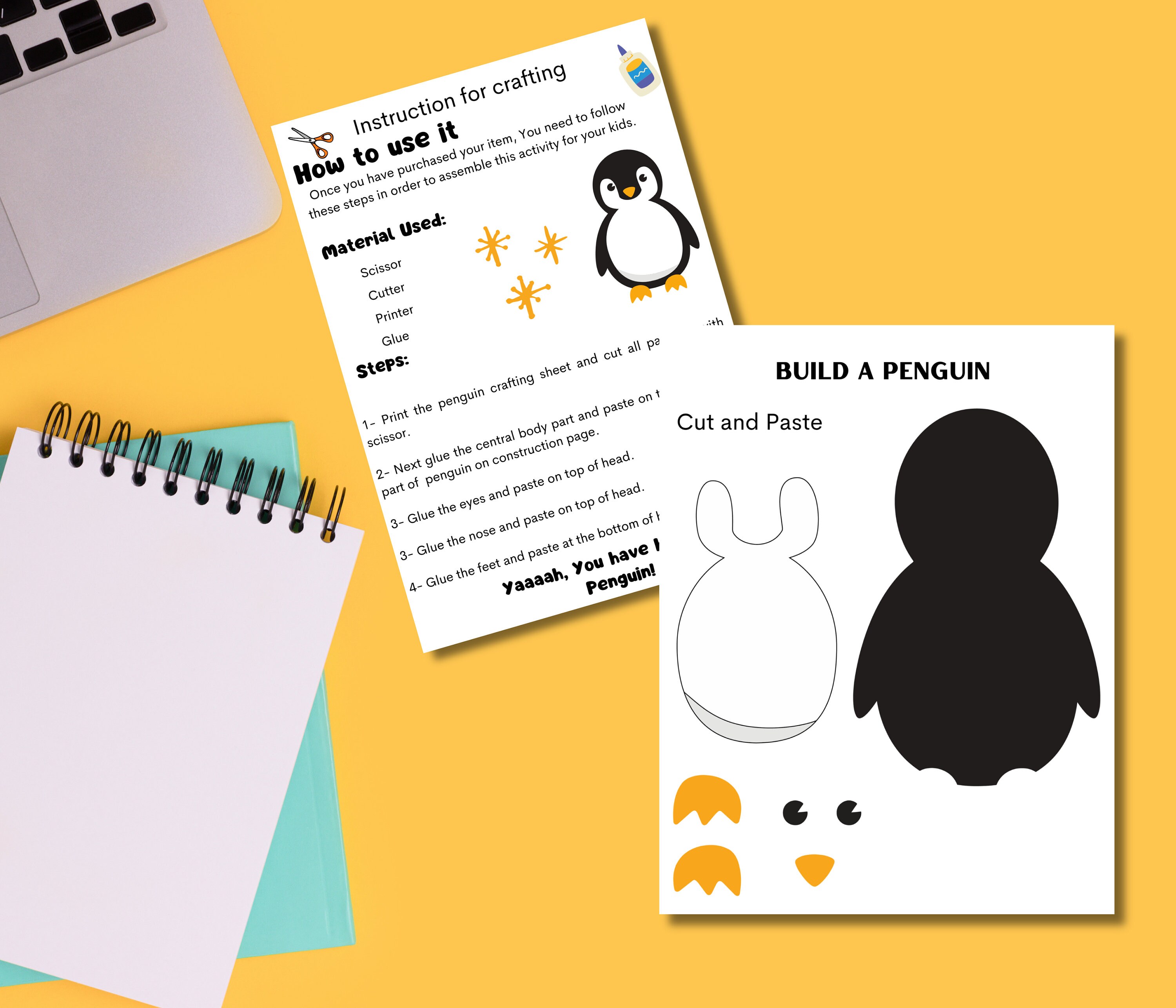 Penguin Cut and Paste Craft, Preschool Learning Resources, Kindergarten ...