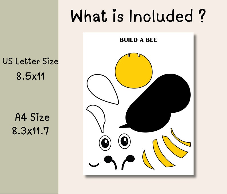 Bee Cut and Paste Worksheet for Kids, Cutting Practice Preschool ...
