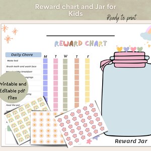 Reward Chart for Kids, Printable Classroom Reward Tokens, Reward Jar ...