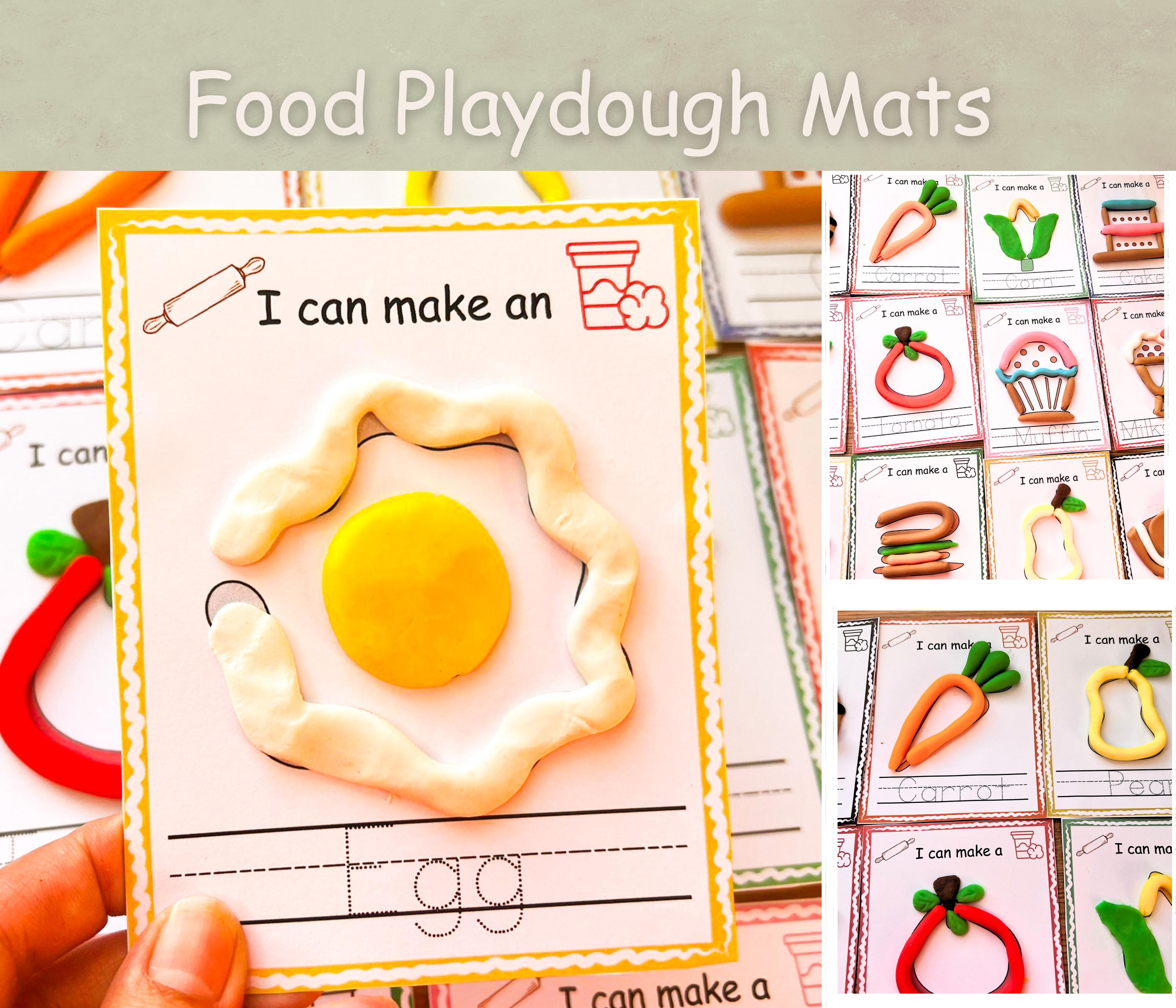 Play Dough Mats Food, Preschool Kindergarten Pre-k Learning Play Dough ...