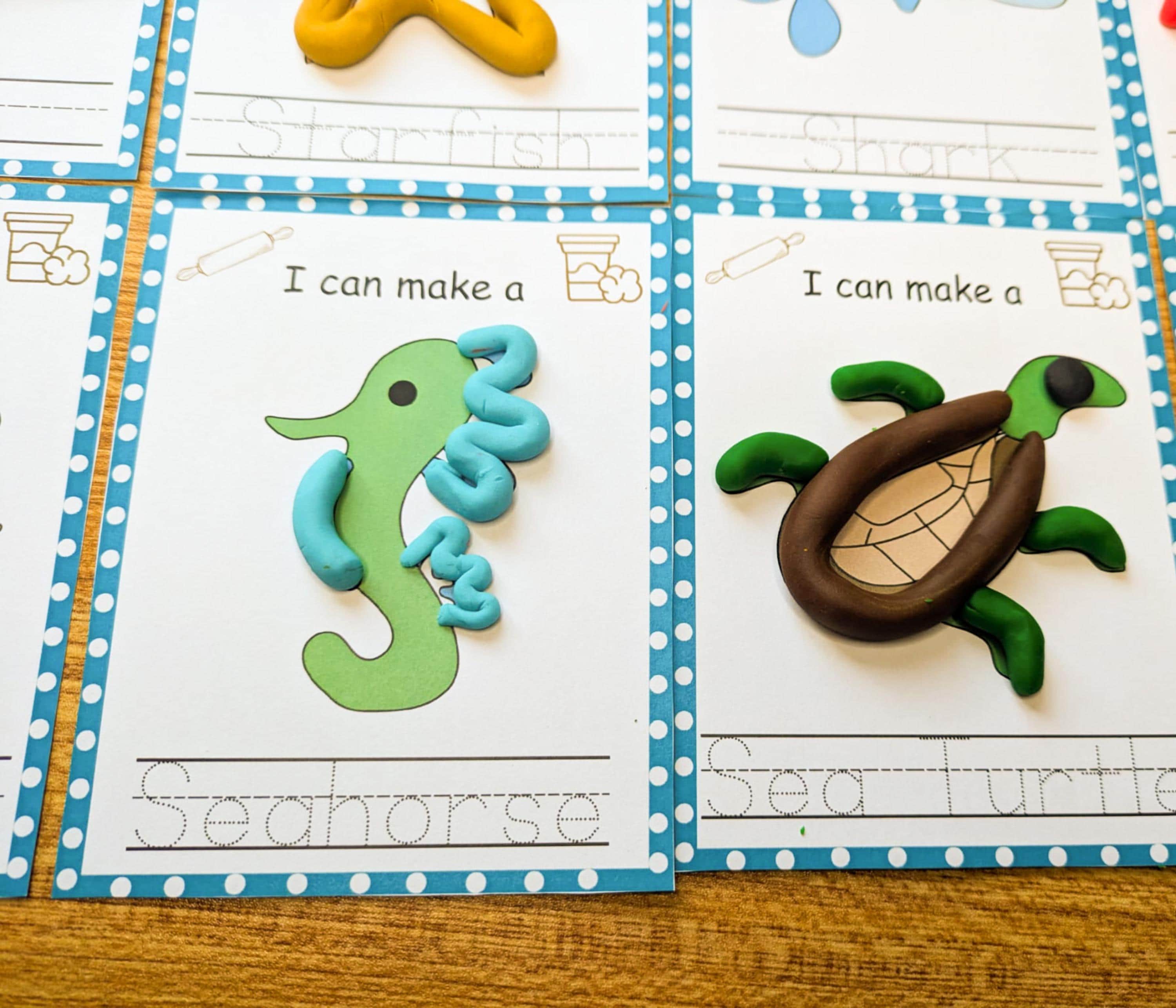 Ocean Animals Playdough Mats Printable, Montessori Learning Material ...